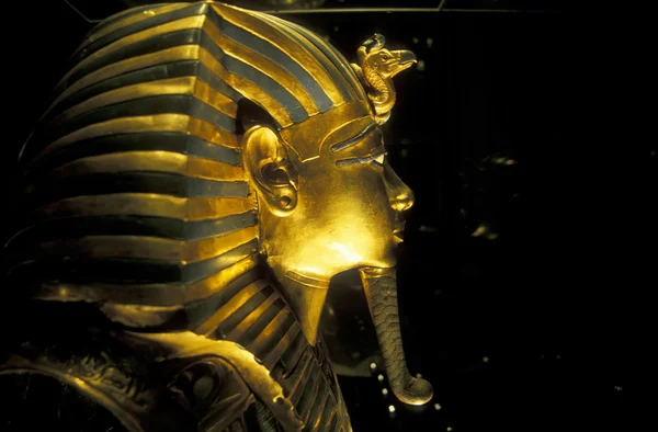 De gouden masker van Toetanchamon in tge Egyptische museum ...