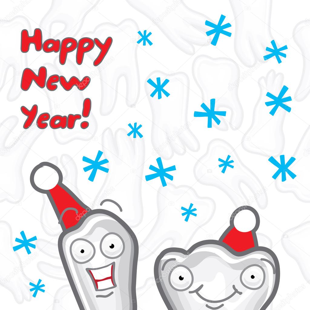 Happy New Year greeting card with Teeth Stock Vector by ©Lyusjen 52266875