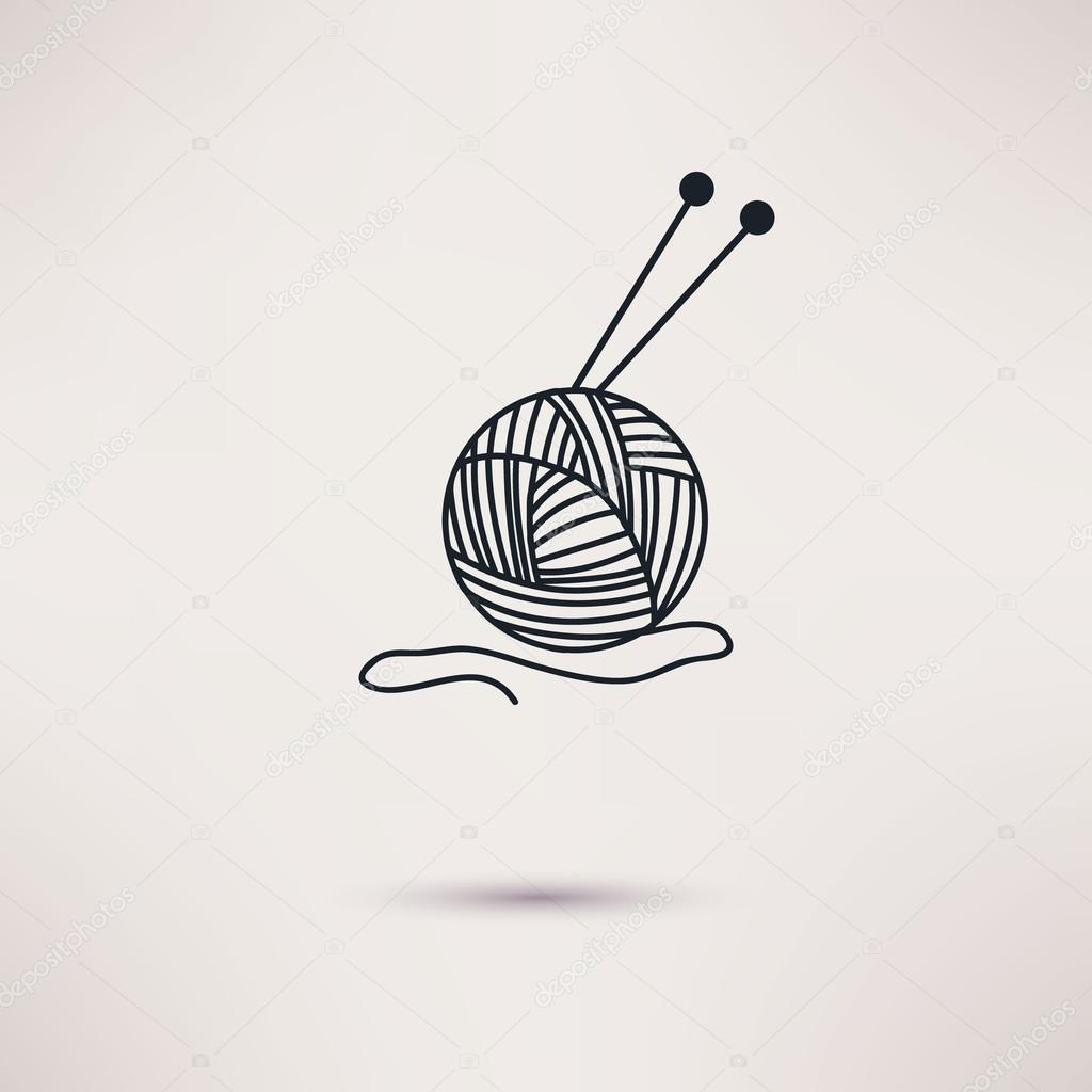 Woolen thread and needles, flat design vector. Stock Vector Image by ...