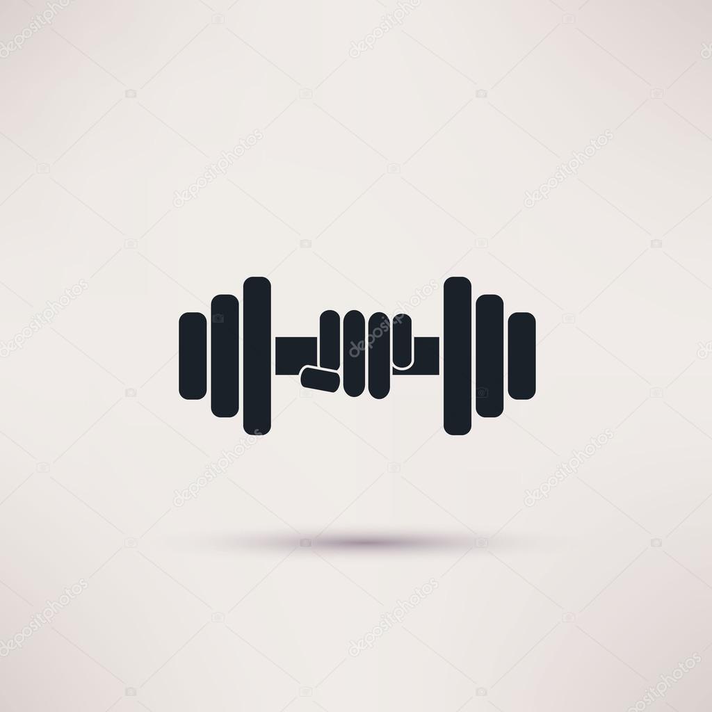 Hand holding weight with dumbbells icon vector. Stock Vector Image by ...
