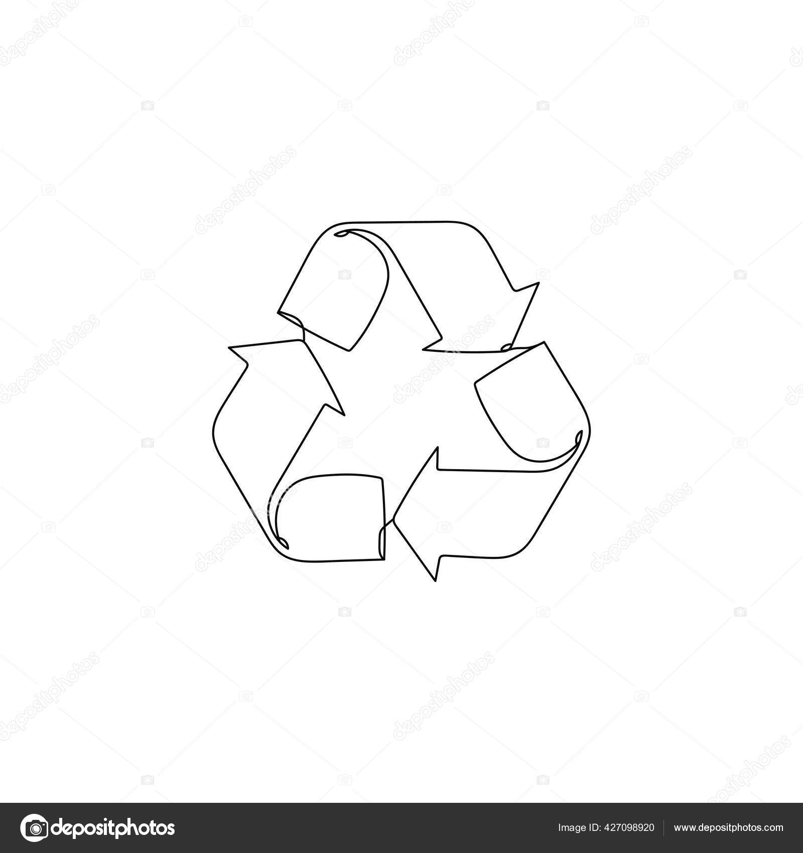 Recycle Symbol One Line Drawing Vector Illustration Continuous Line ...