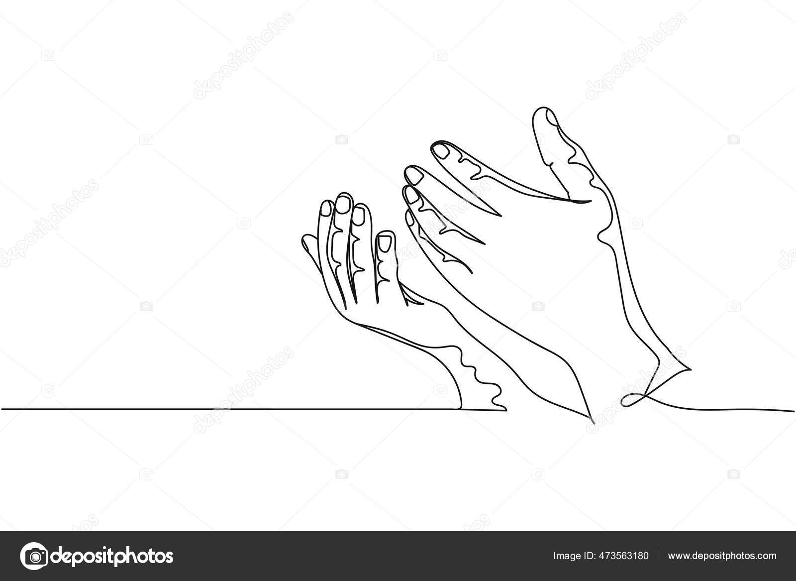 Continuous One Line Praying Hands Silhouette Linear Stylized Minimalist Stock Illustration by ...