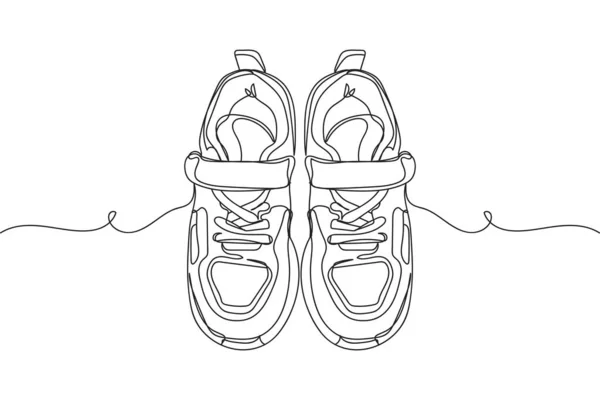 Kontinu Satu Garis Gambar Sepasang Sepatu Dalam Siluet Pada Latar ...