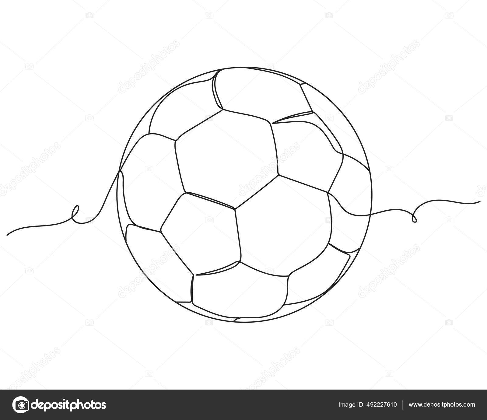 Continuous One Line Drawing Football Ball Silhouette White Background ...