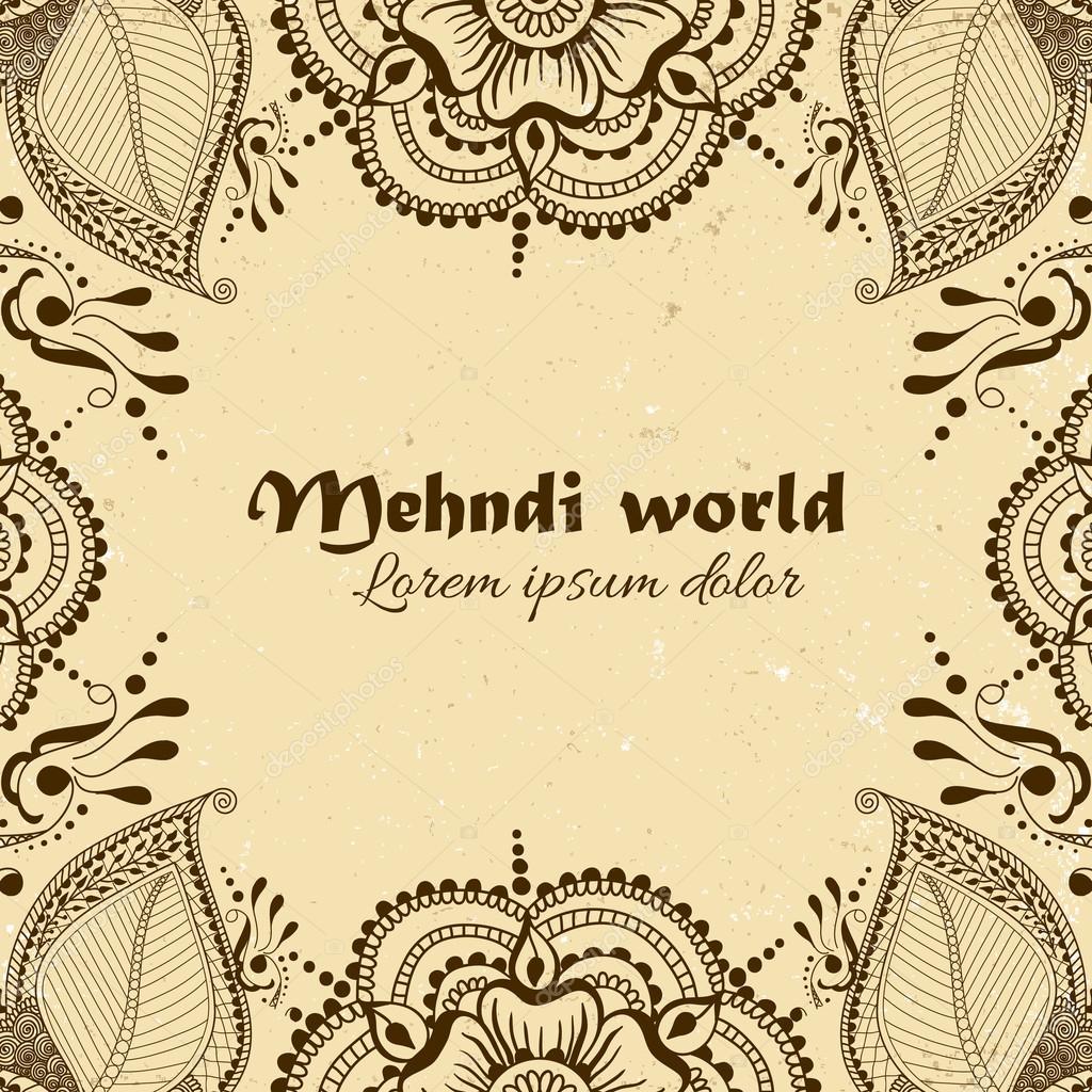 Vector background in indian ornamental style. Mehndi floral ornament ...