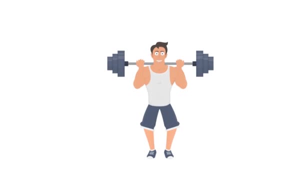 Bodybuilder Animation Exercise Squat Barbell Cartoon — Stock Video ...
