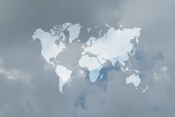 Blue sky cloud with world map - Stock Image - Everypixel
