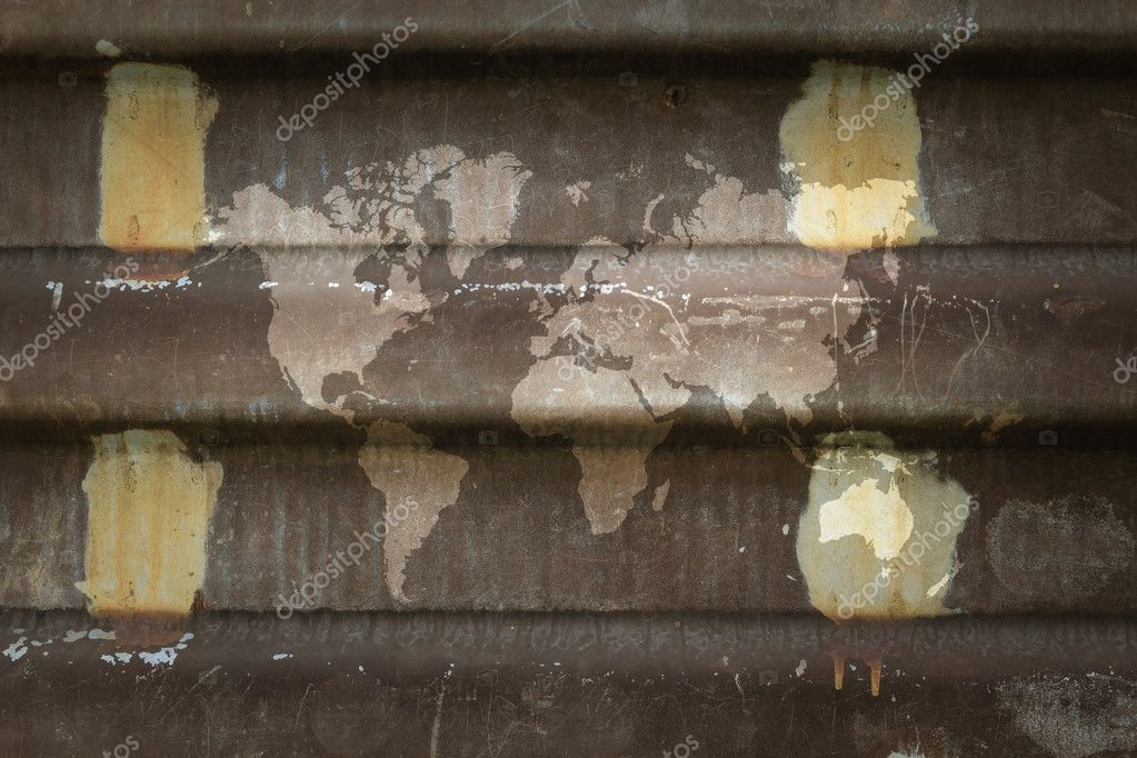 Metal rust wall texture surface with world map — Stock Photo © PongMoji ...