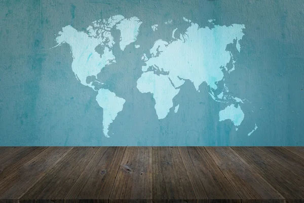 Wood terrace and Wall texture with world map - Stock Image - Everypixel