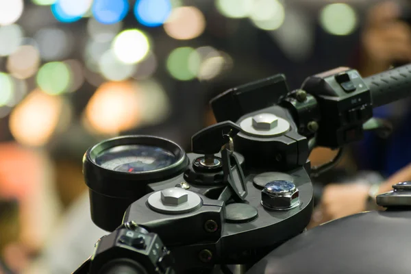 Zoom Motorcycle handlebar in Car show event - Stock Image - Everypixel