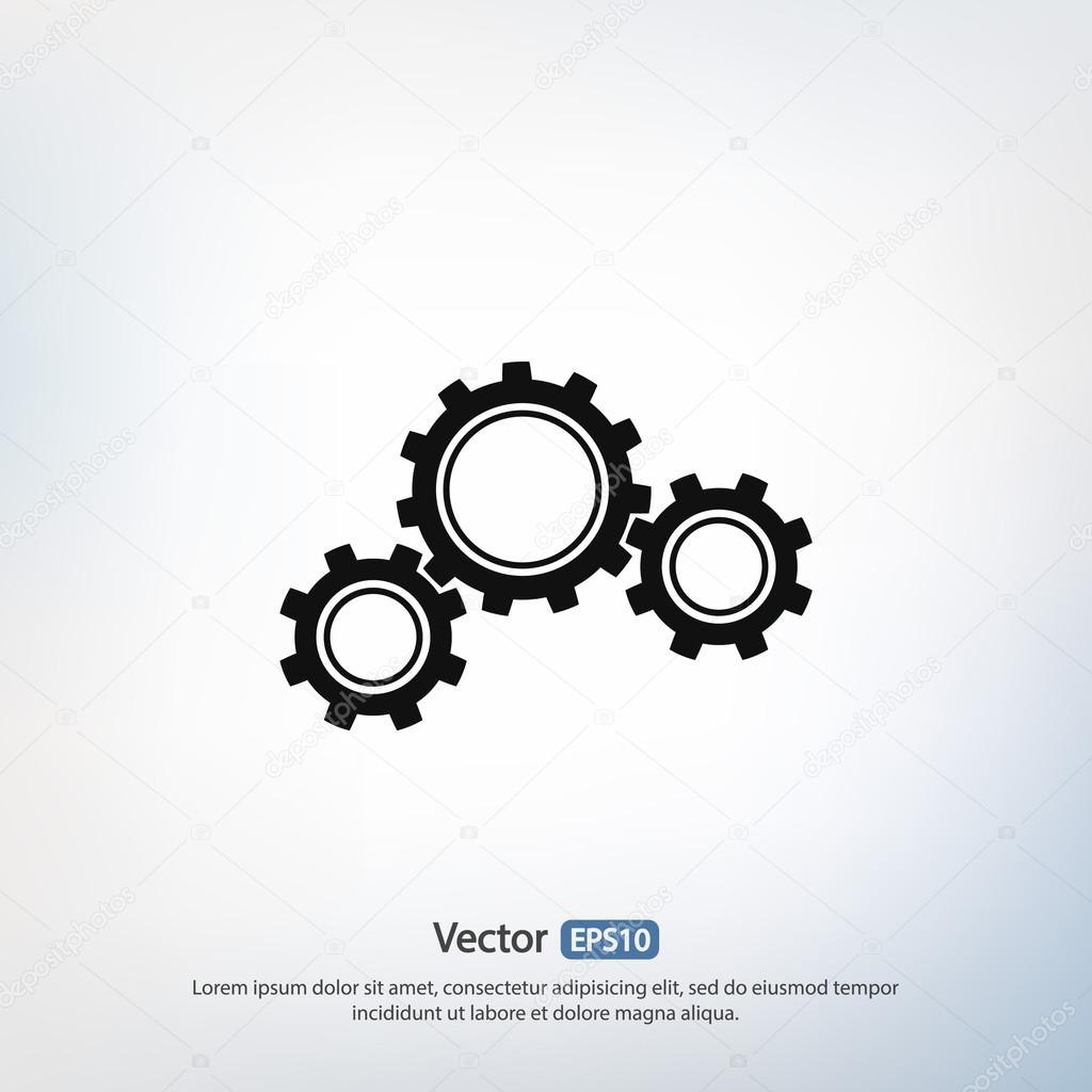 Icono De Engranajes Estilo De Diseño Plano — Vector De Stock © Best3d