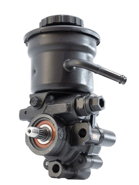 Hydraulic power steering pump with expansion tank on a white background ...