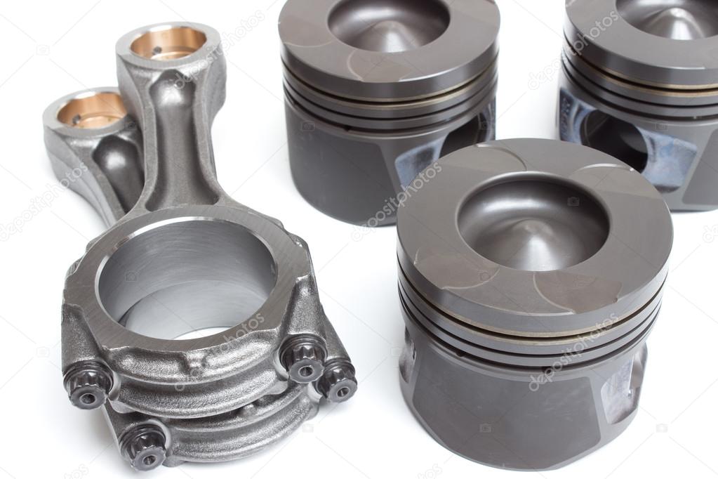 Connecting rods and pistons, engine parts. elements of the crank ...