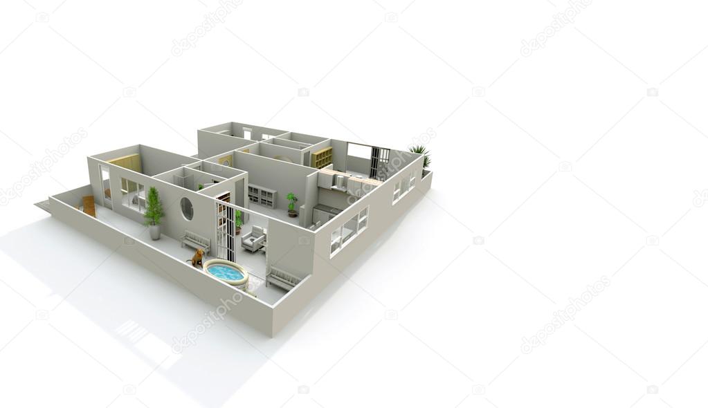 3d interior rendering perspective view of home apartment Stock Photo by ...
