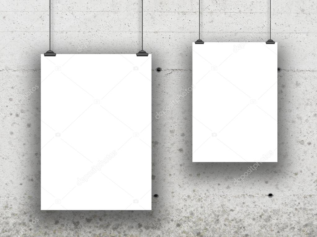 Two asymmetrical frames on concrete wall — Stock Photo ...