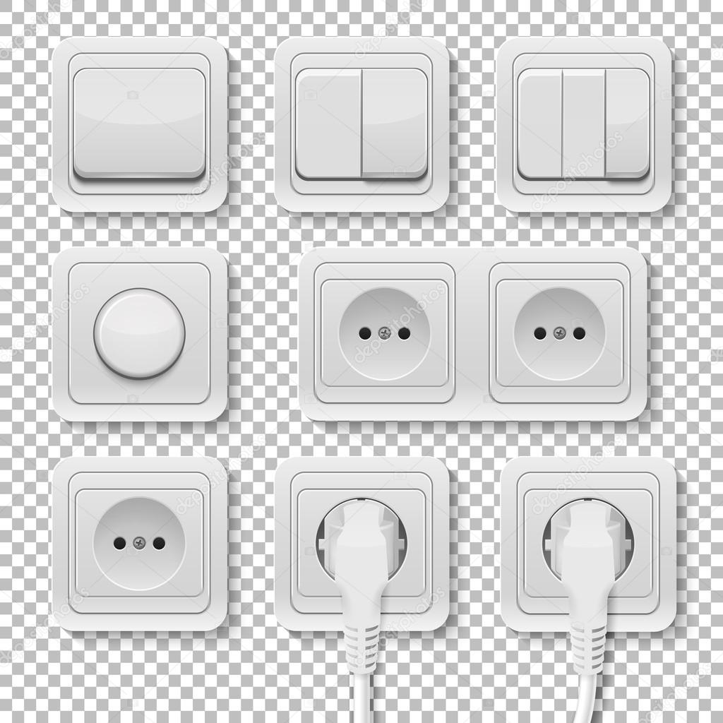 Vector power sockets and switches set Stock Vector by ©Gomolach 105068826