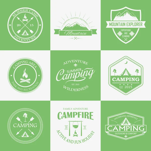 Camping Logos Templates Vector Design Elements Silhouettes Set Outdoor ...