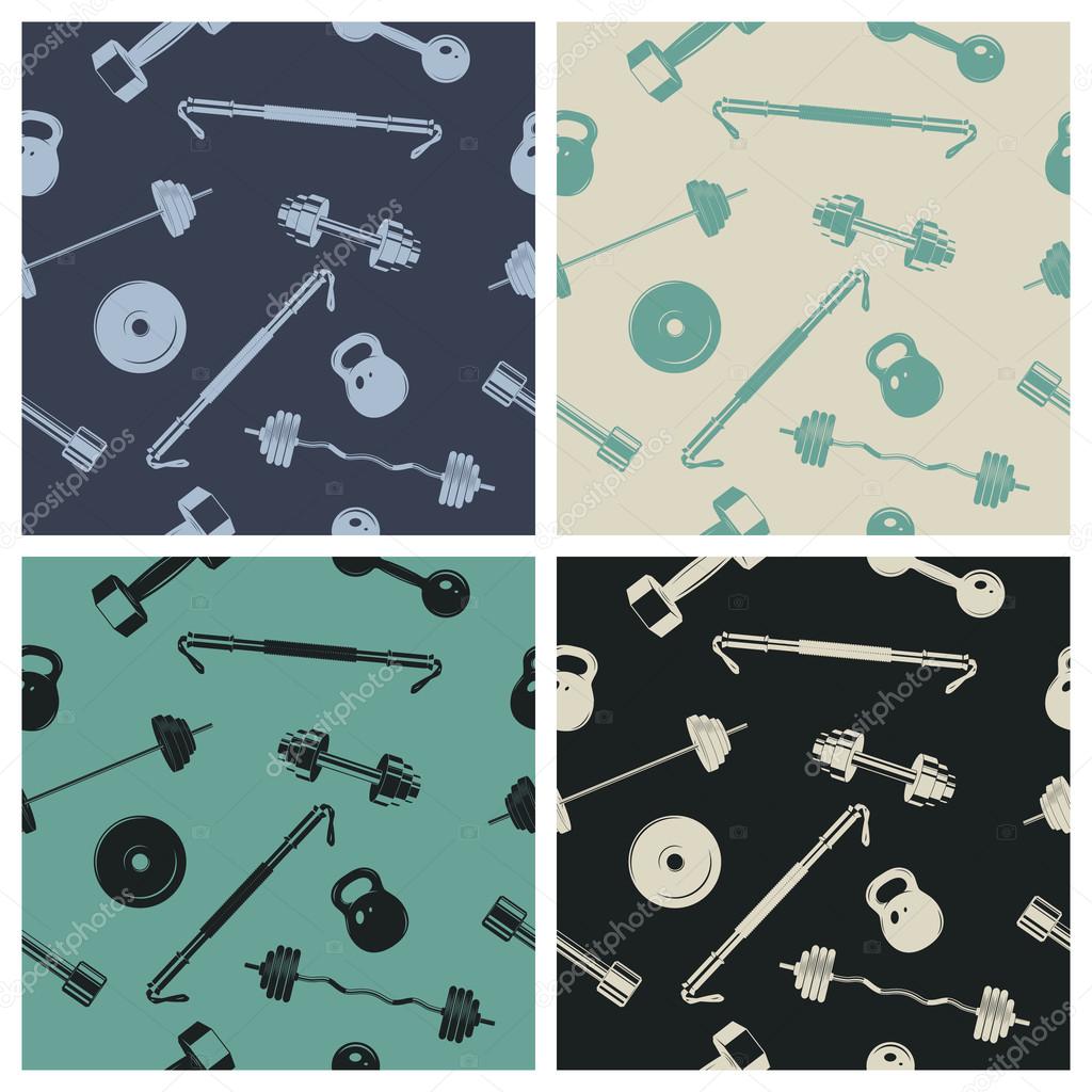 Set of seamless backgrounds - sign weights for fitness or gym Stock ...