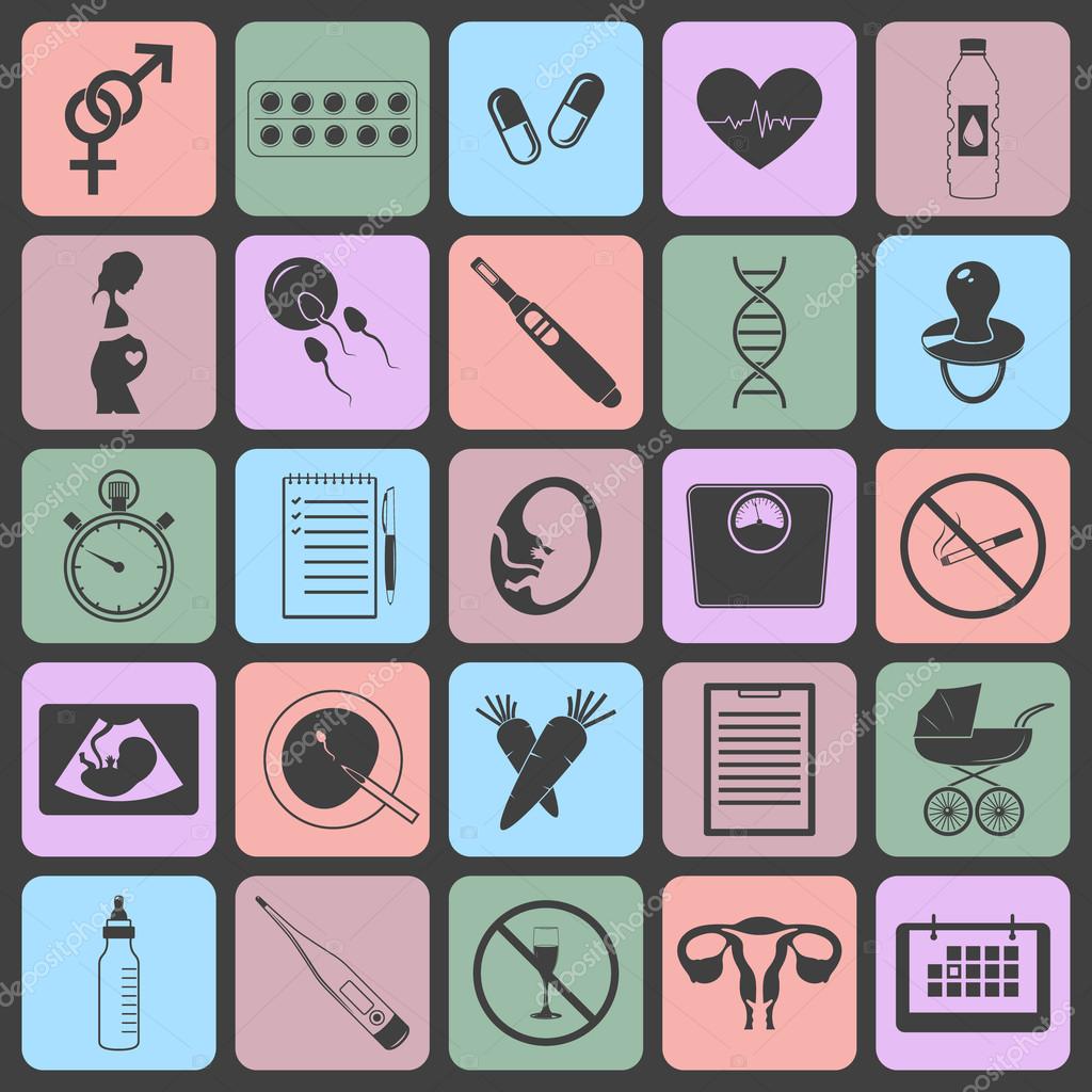 Simple pregnancy icons Stock Vector by ©Gomolach 99667228