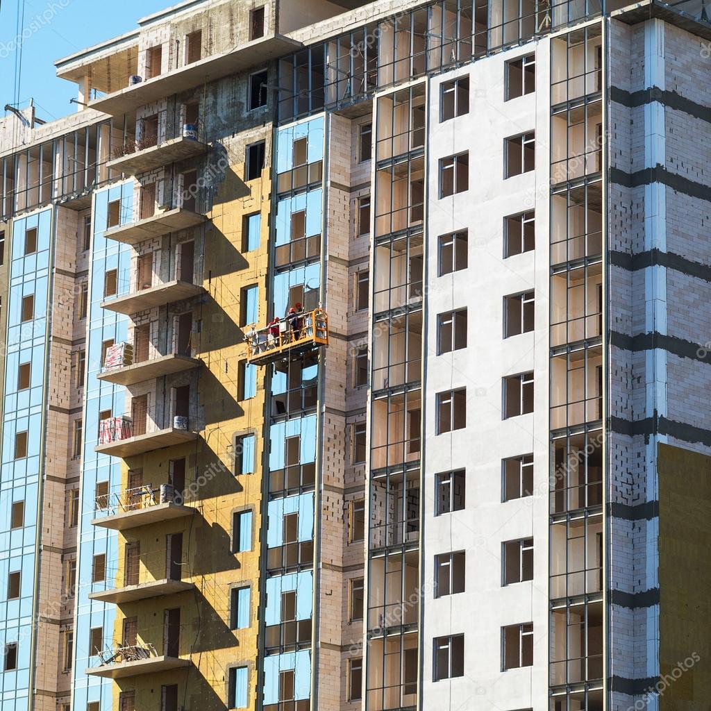 Construction of the building with external insulation Stock Photo by ...