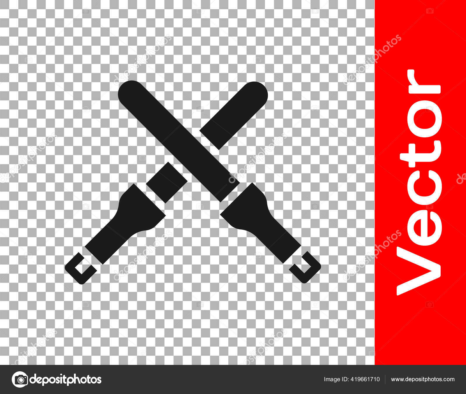 Black Marshalling Wands Aircraft Icon Isolated Transparent Background Marshaller Communicated ...