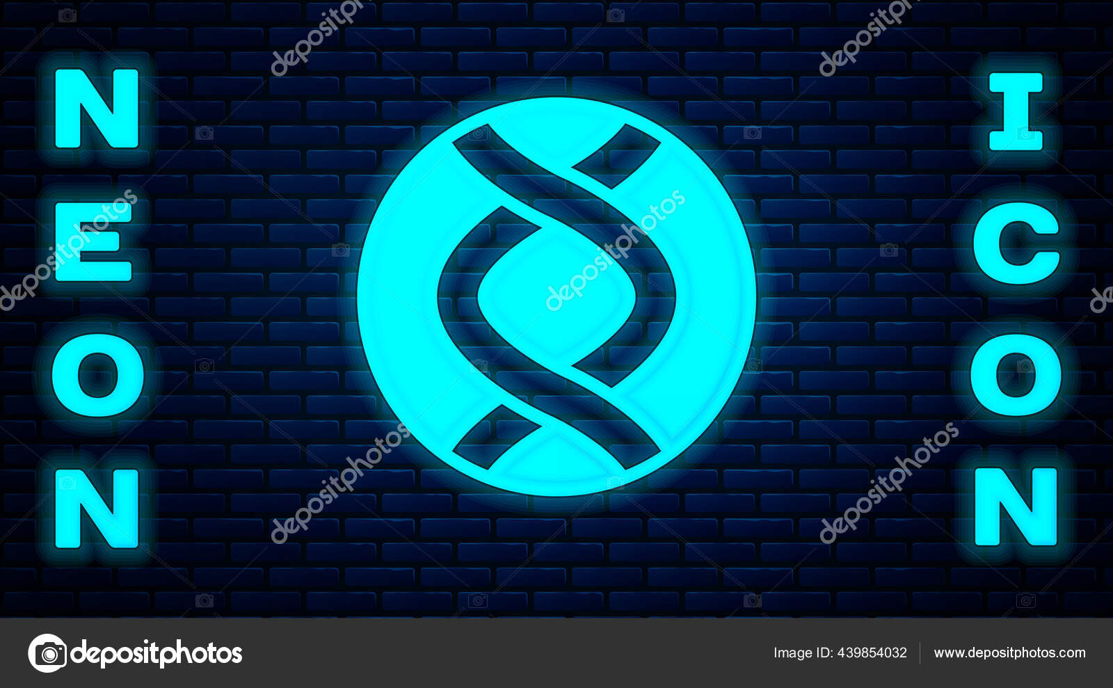 Glowing Neon Dna Symbol Icon Isolated Brick Wall Background Genetic ...