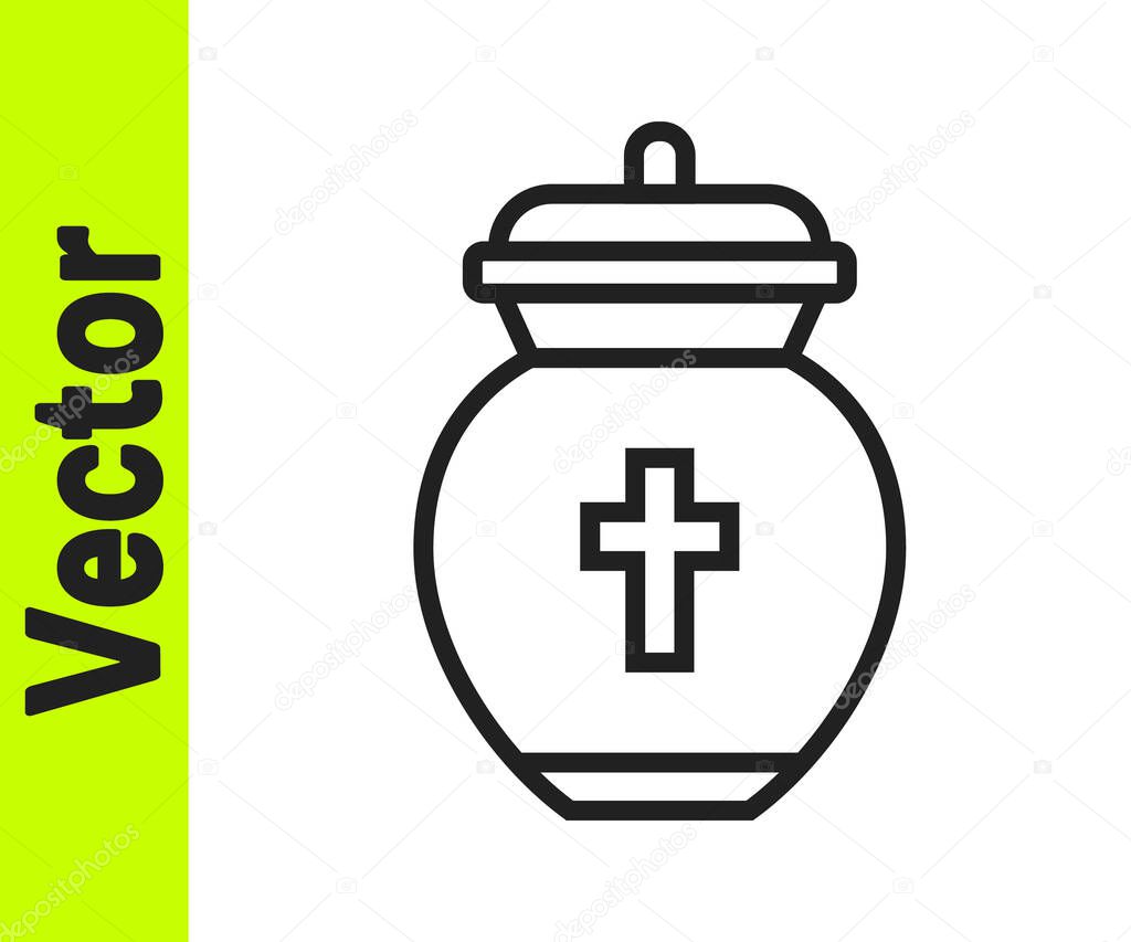 Línea negra Icono de urna funeraria aislado sobre fondo blanco ...