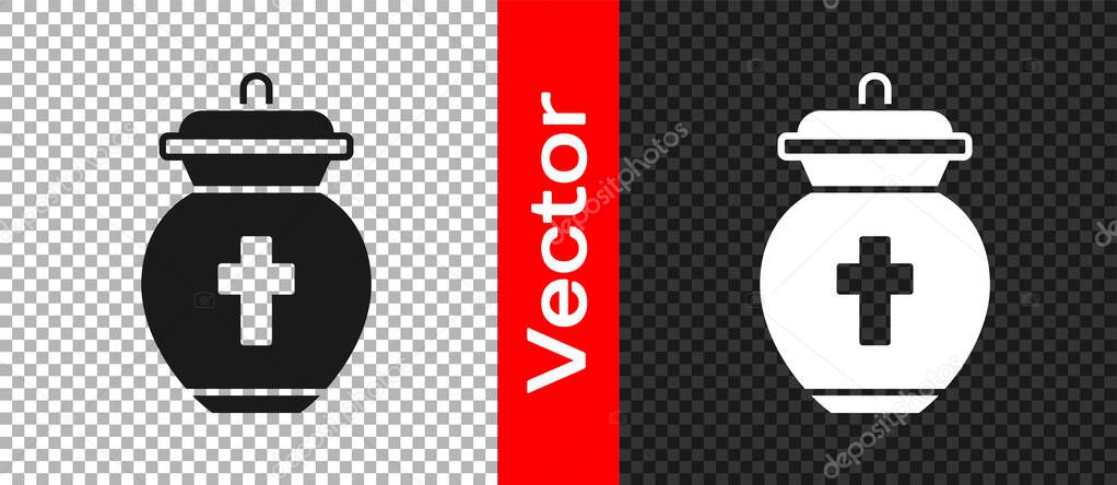 Icono de urna funeraria negra aislado sobre fondo transparente ...