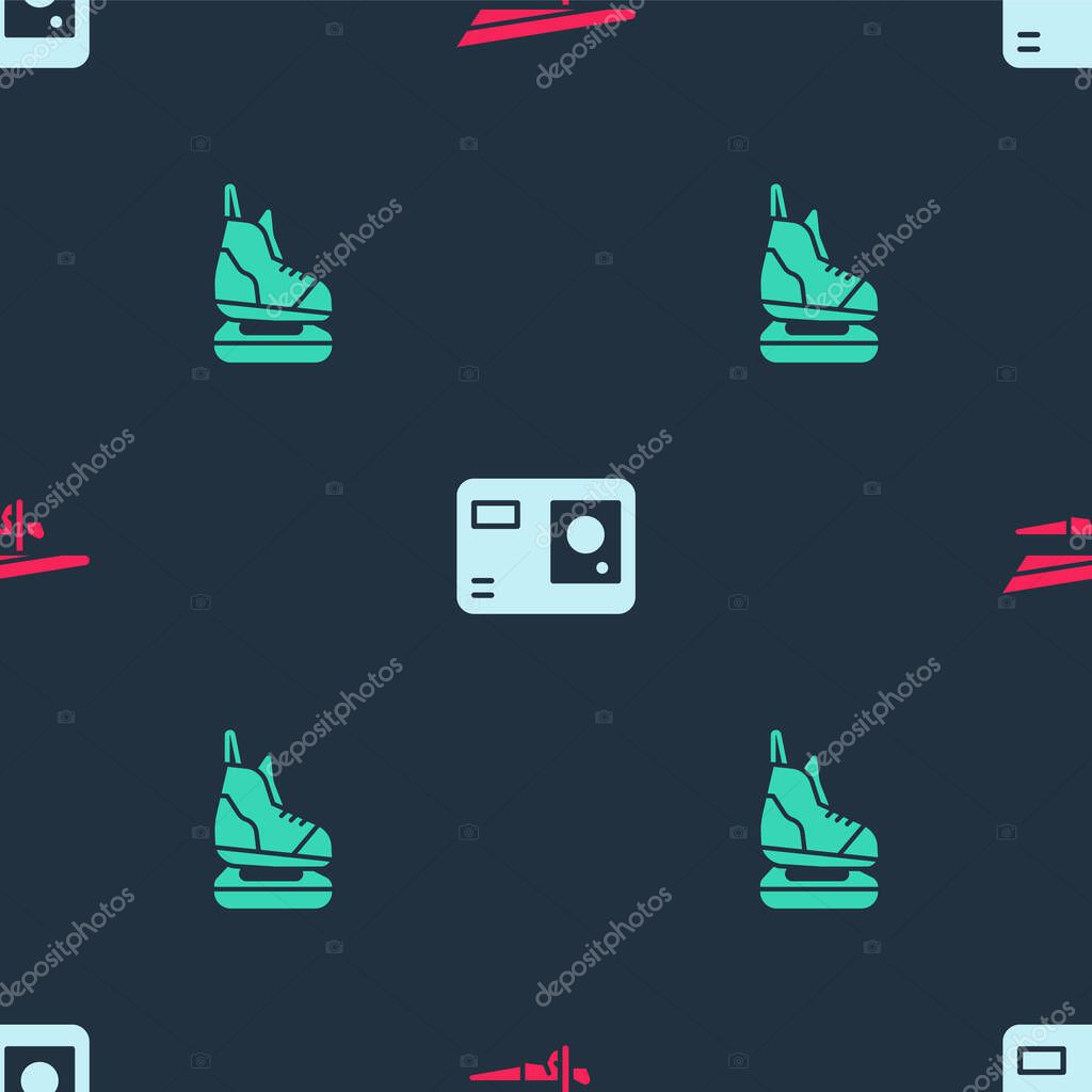 Establecer ala delta, Acci n c mara extrema y patines en el patr n sin costuras. Vector. 2024