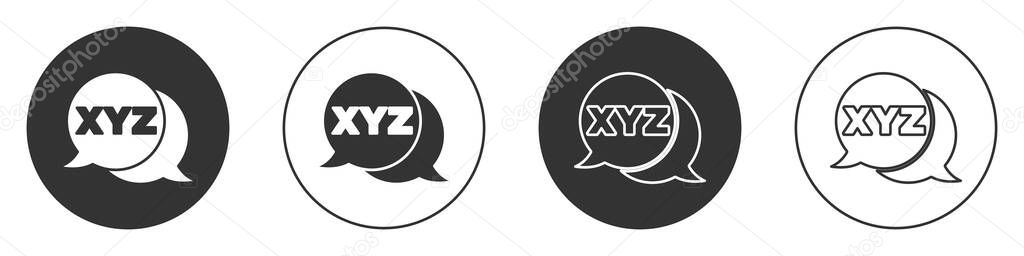 Negro XYZ Icono del sistema de coordenadas aislado sobre fondo blanco ...