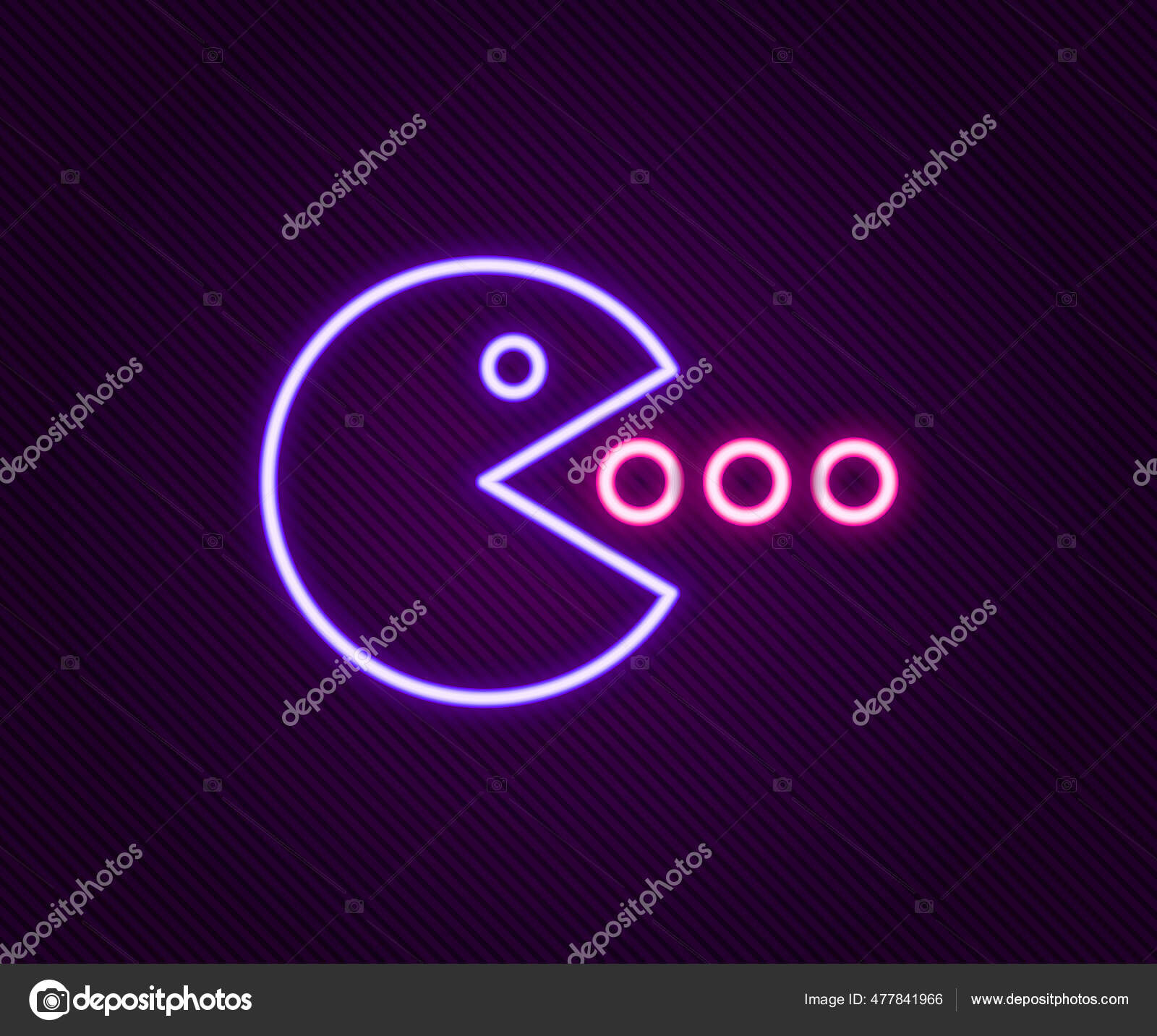 Icono De Pac Man Blue Pacman With Eat Icon Isolated On Purple