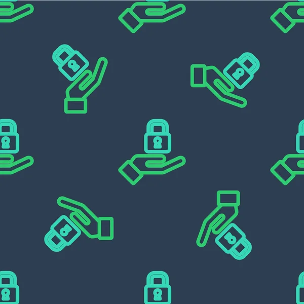 Line Map pointer with anchor icon isolated seamless pattern on black ...