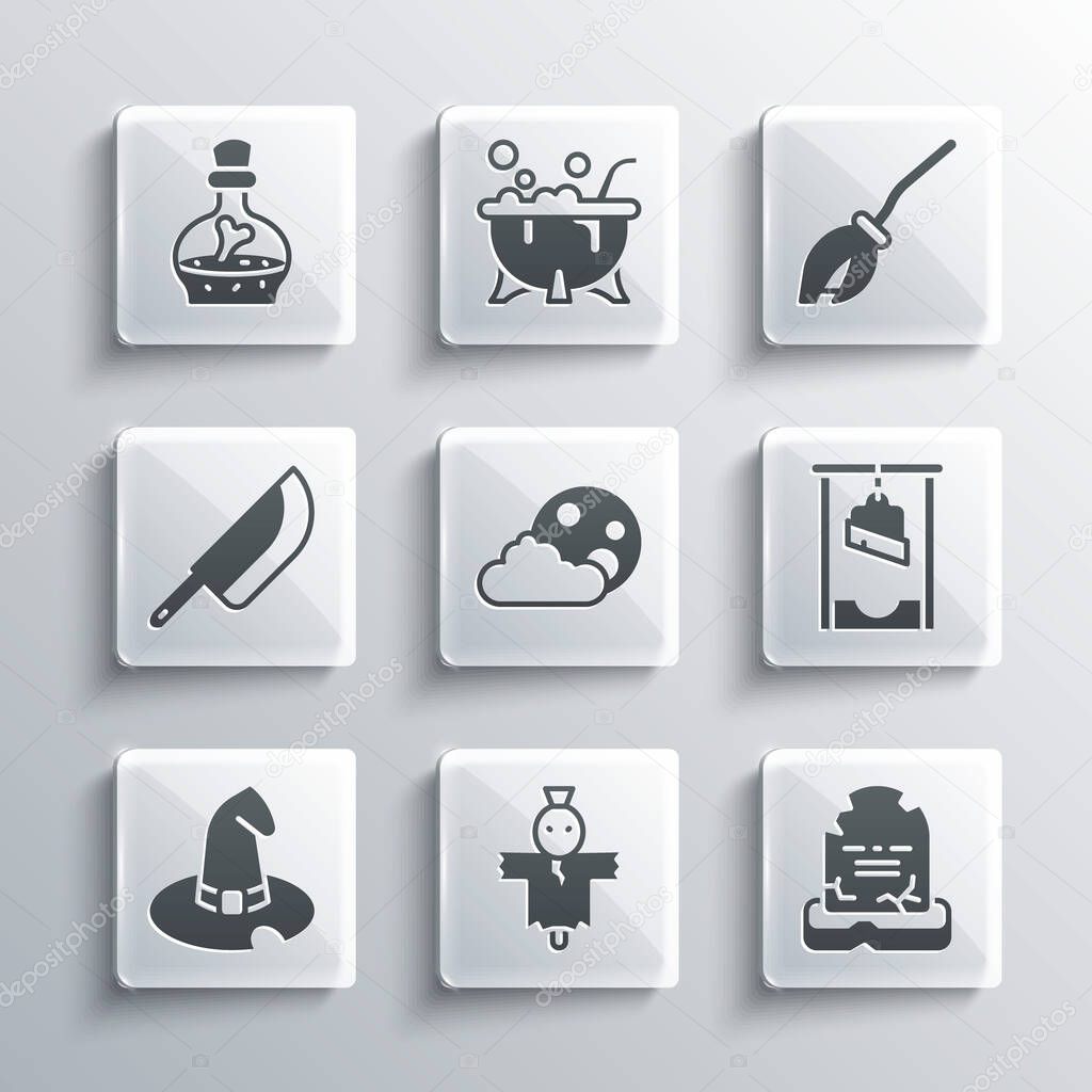 Set Espantapájaros, Lápida con RIP escrito, Guillotina, Luna y ...