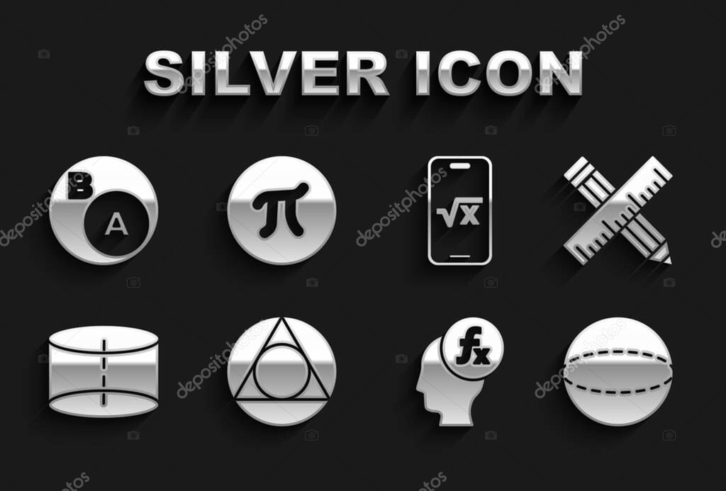 Set Triángulo matemáticas, regla cruzada y lápiz, figura geométrica ...