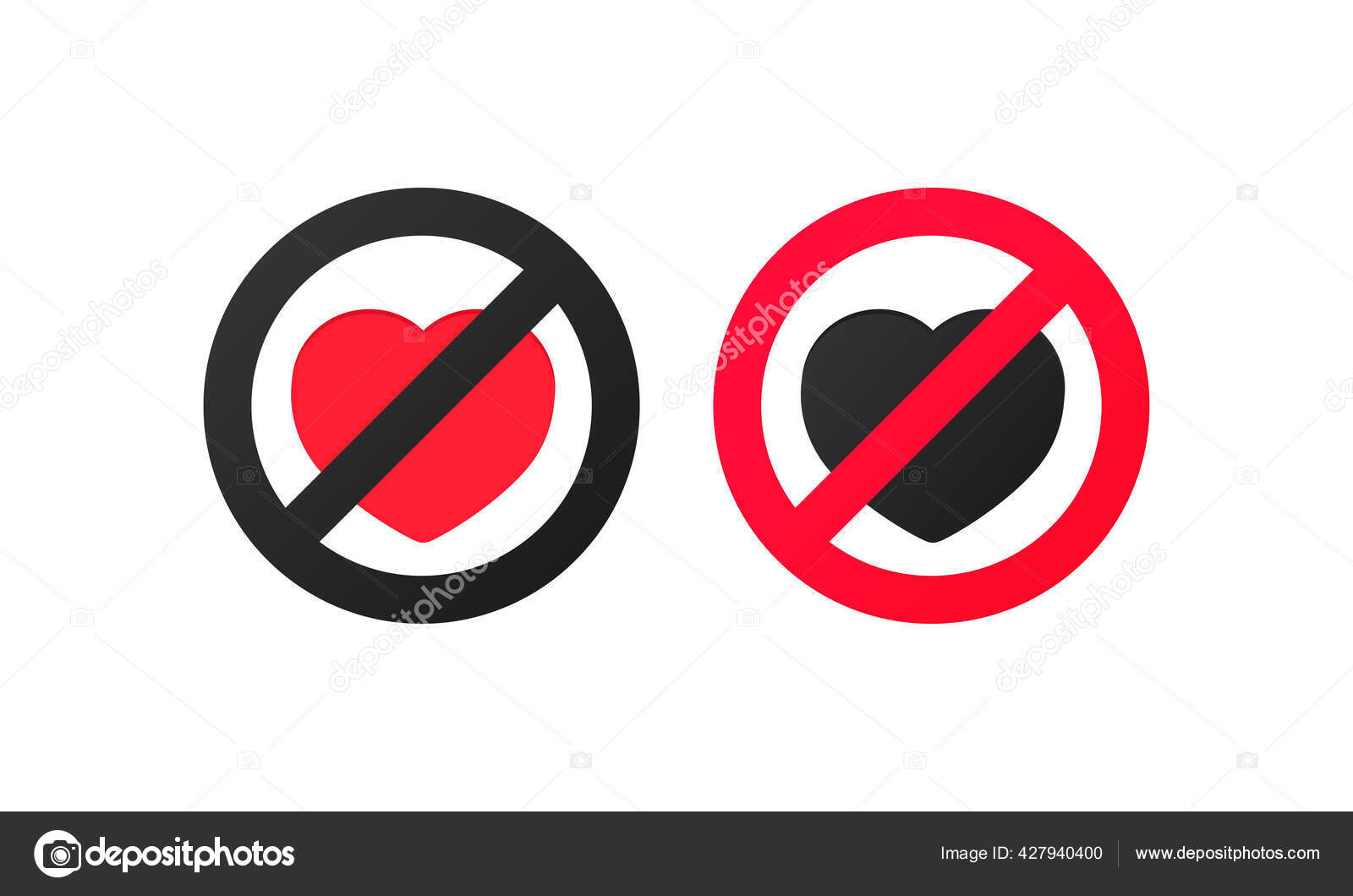 Hay Señal Amor Ilustración Vectorial Rojo Tachado Signo Prohibido ...