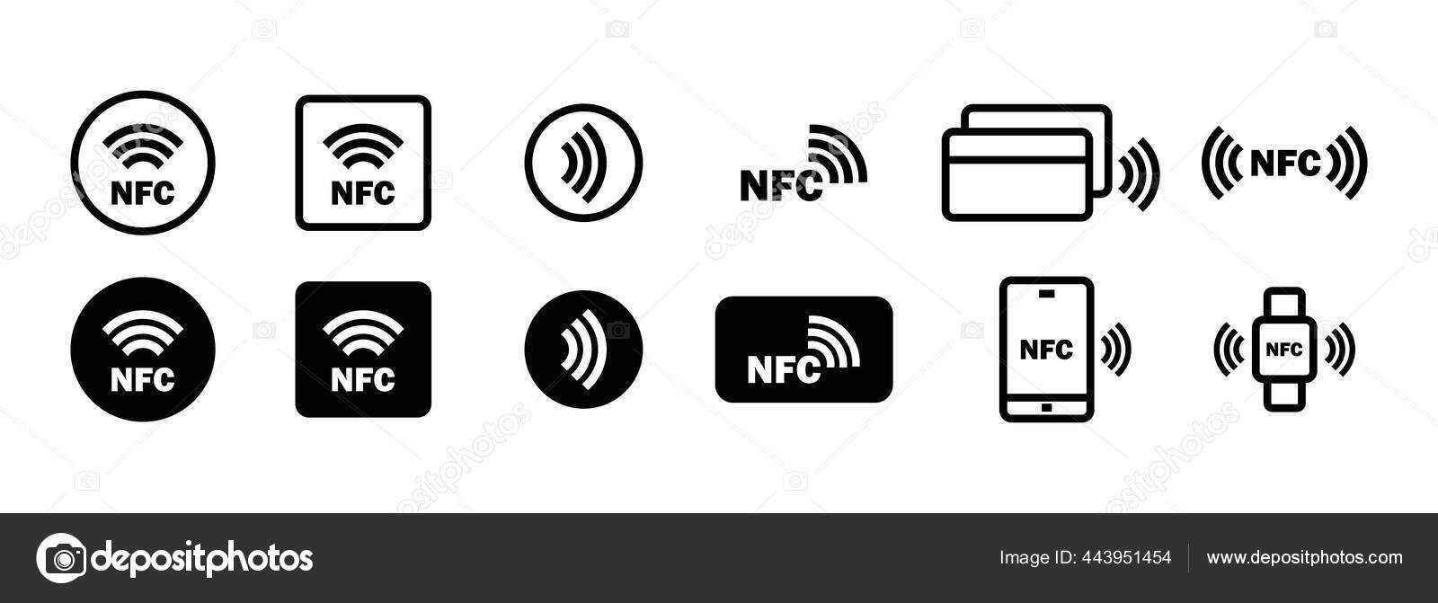 Nfc Icon Set Wireless Payment Contactless Cashless Society Icon Vector ...