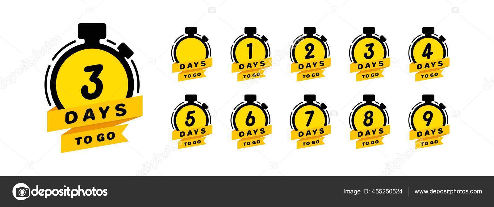 Days Icon Set Countdown Left Days Banner Vector Isolated White Stock ...