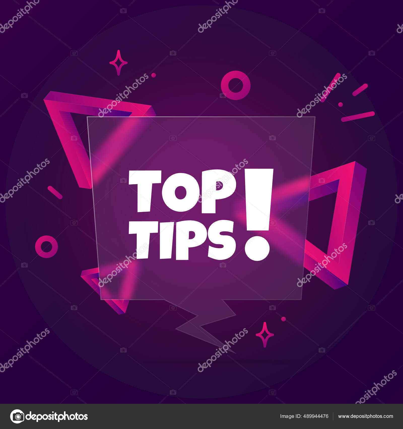 Top Tips Speech Bubble Banner Top Tips Text Glassmorphism Style Stock ...