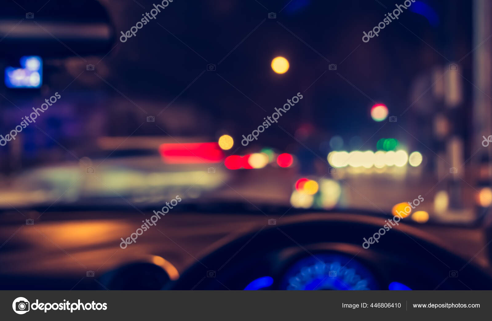 Vintage Tone Blur Image People Driving Car Night Time Background Stock ...