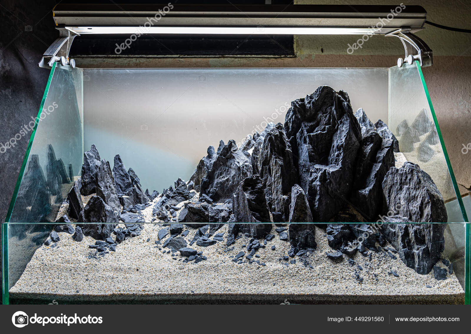 Rock Hardscape Layout Arrangement Mountain Landscape Style Aquarium ...