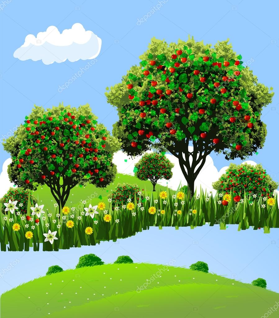 Apple Orchard Clip Art Background
