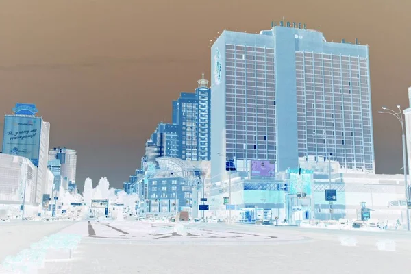 Negative Image Effect City Streets Buildings Architecture Kiev – Stock ...