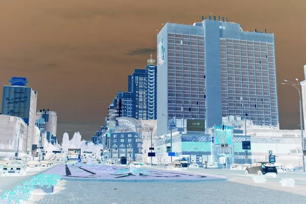 Negative Image Effect City Streets Buildings Architecture Kiev – Stock ...