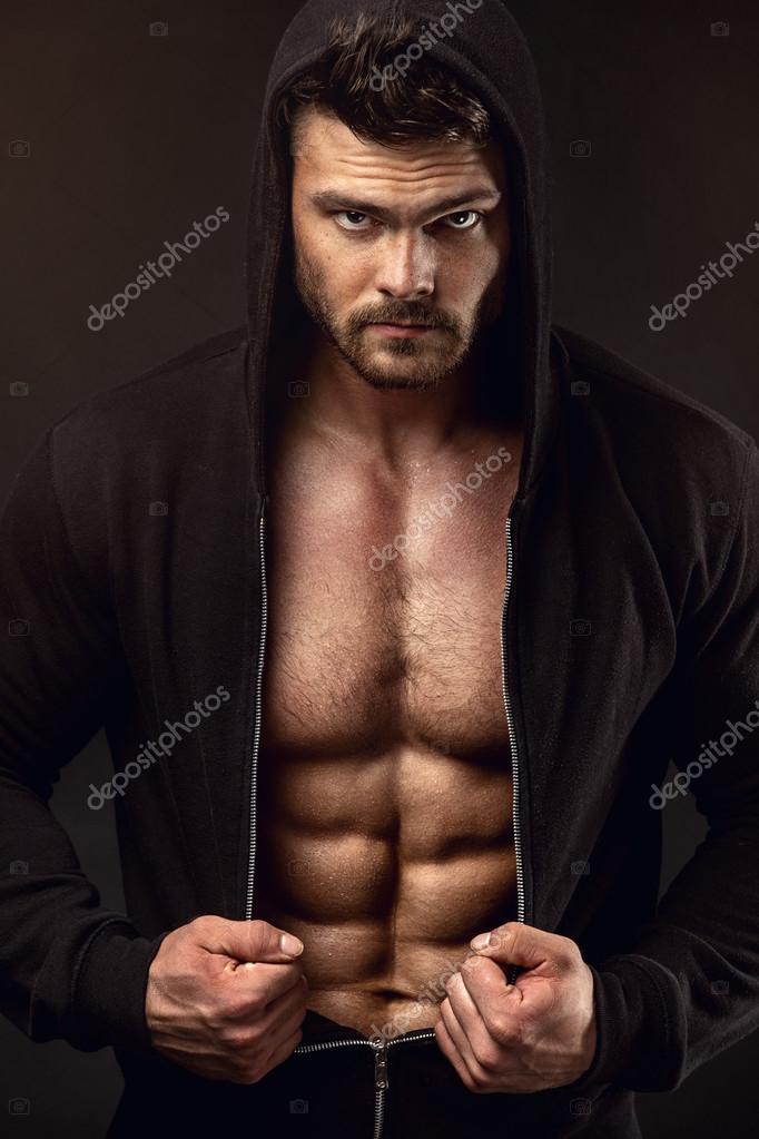 Strong Athletic Man Fitness Model Torso showing big muscles Stock Photo ...