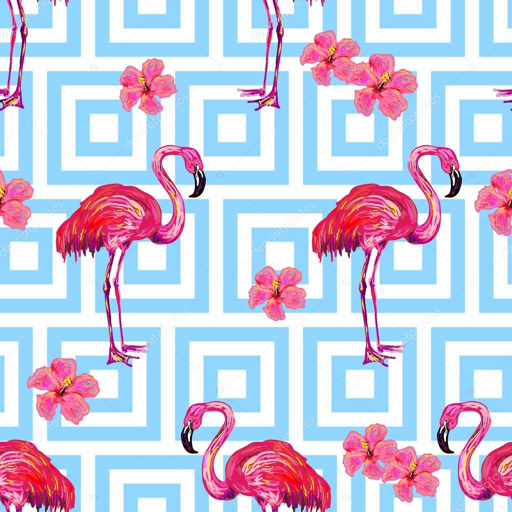 Exotic pink flamingo birds Stock Vector Image by ©artskvortsova #107036526
