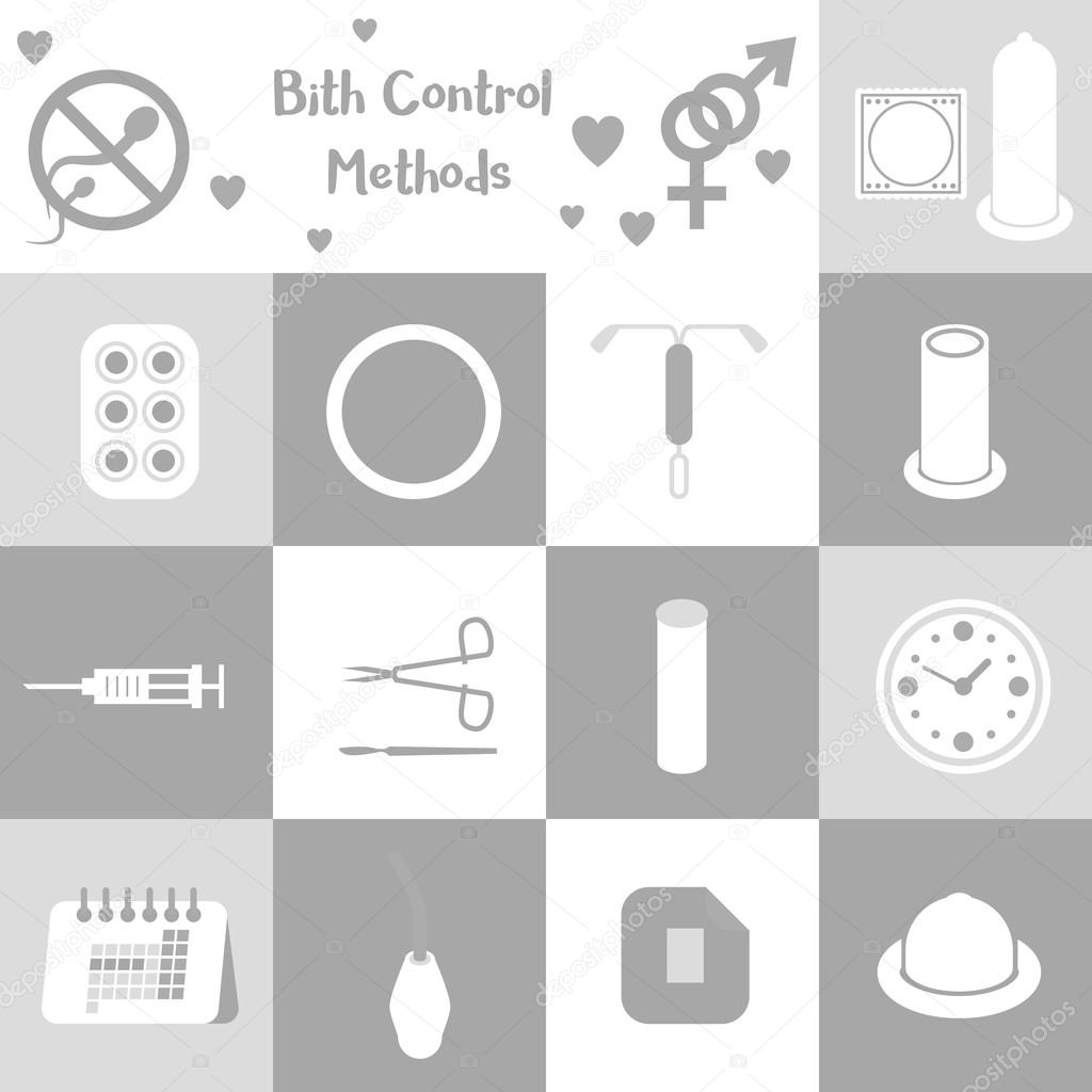 Contraception Methods Icons Set Stock Vector Image By ©artskvortsova