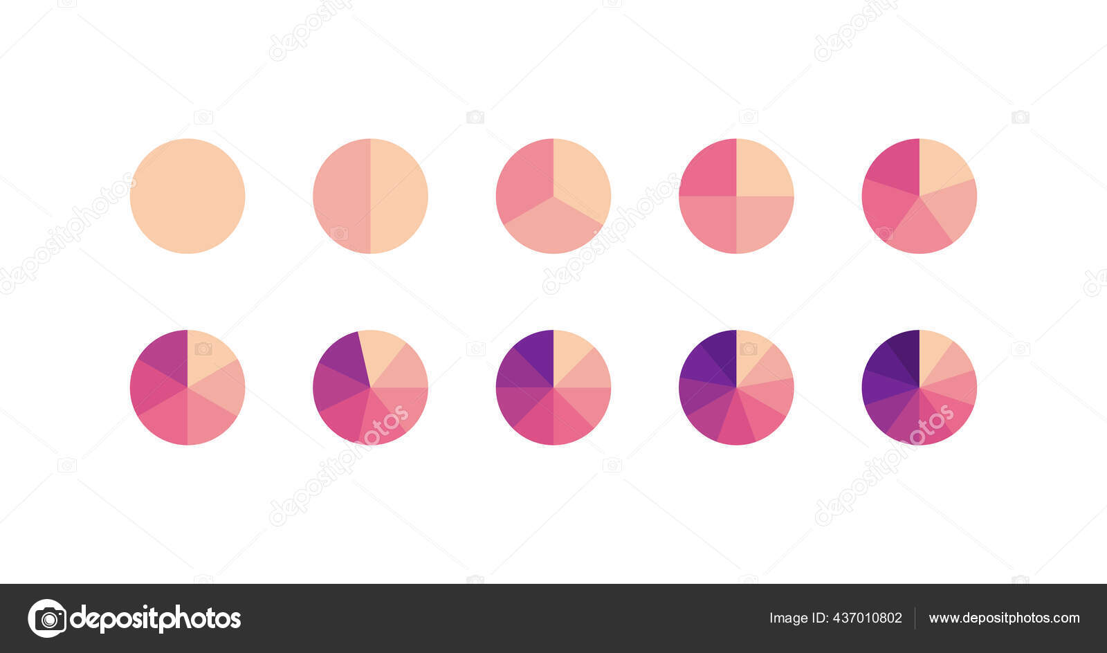 Circle Chart Section Segments Set Vector Diagram Segments Pie Template ...