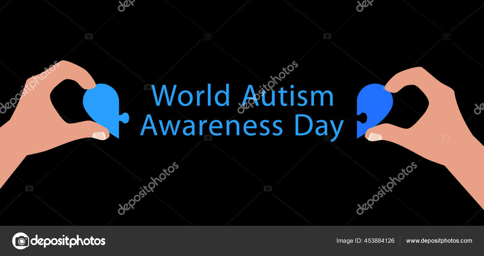 Autism Awareness Concept Human Hands Blue Heart Autism Awareness ...