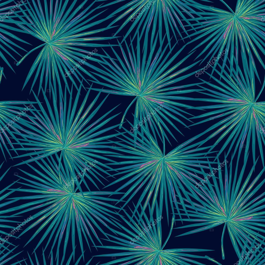 Pattern with blue palm leaves. Stock Vector Image by ©artskvortsova ...
