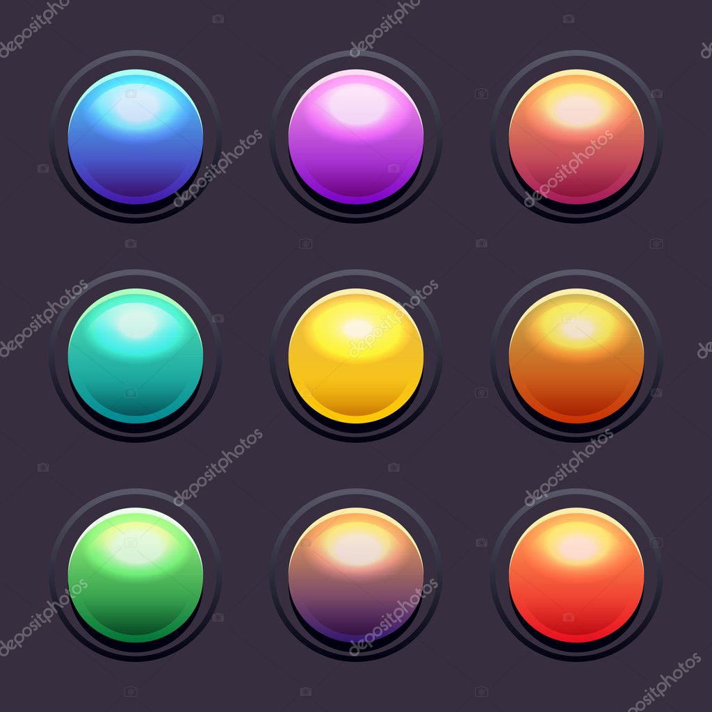 Dibujos animados botón colorido conjunto Vector de stock por ...